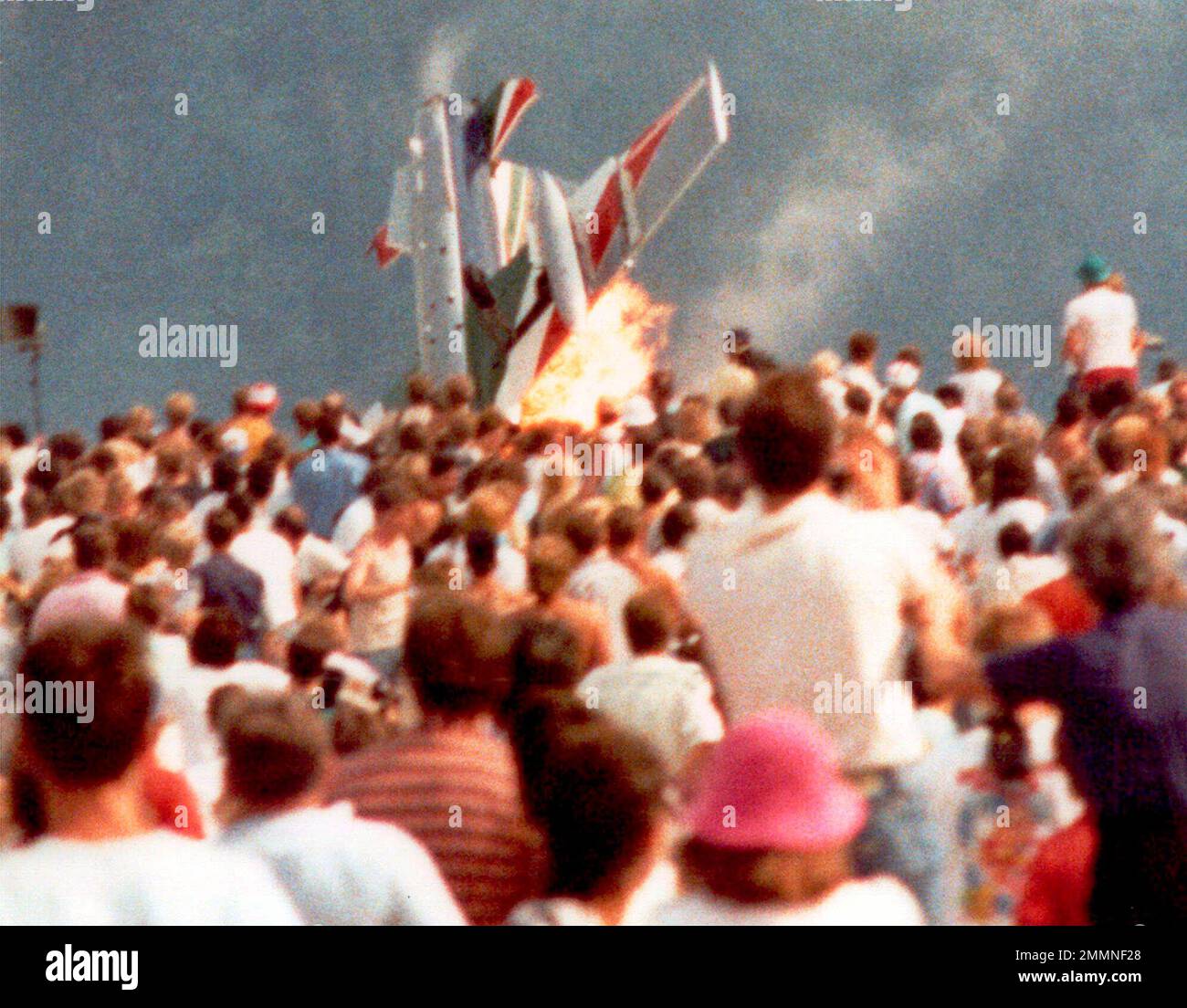 FILE - In this Aug. 28, 1988 file photo a burning plane hits the ground ...