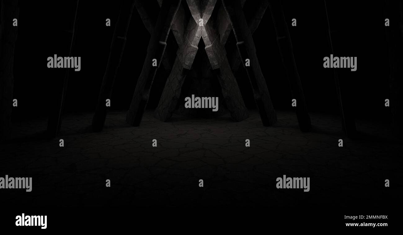 Sci-Fi Asphalt Floor Studio Room Showroom Black Abstract Background ...