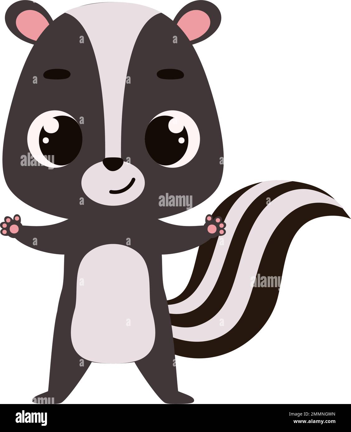 Cute little skunk on white background. Cartoon animal character for ...