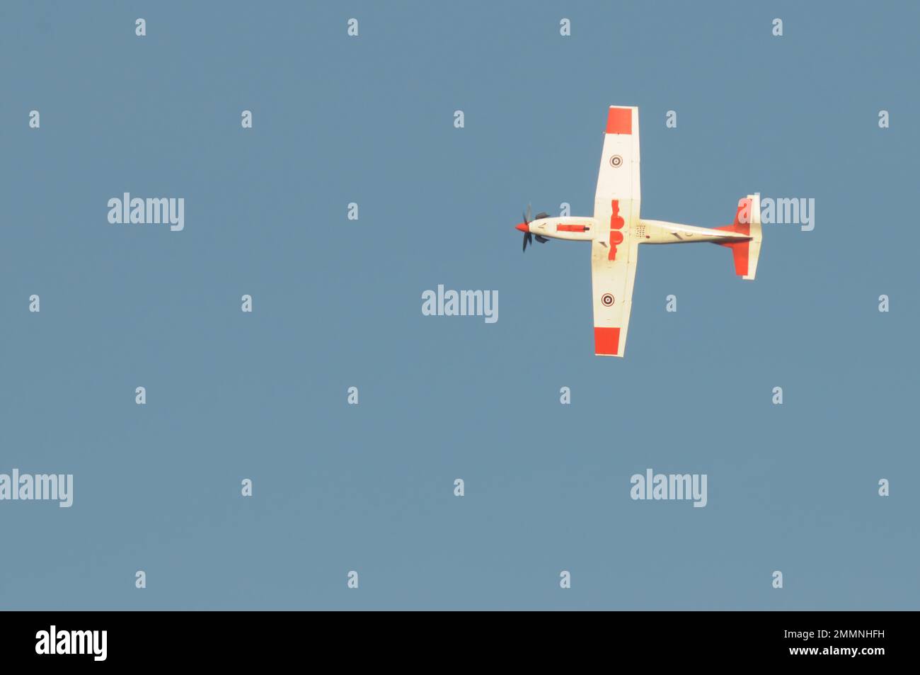 NAKHON PATHOM, THAILAND - January 14, 2023 : stunt flying, Pilatus PC-9 ...