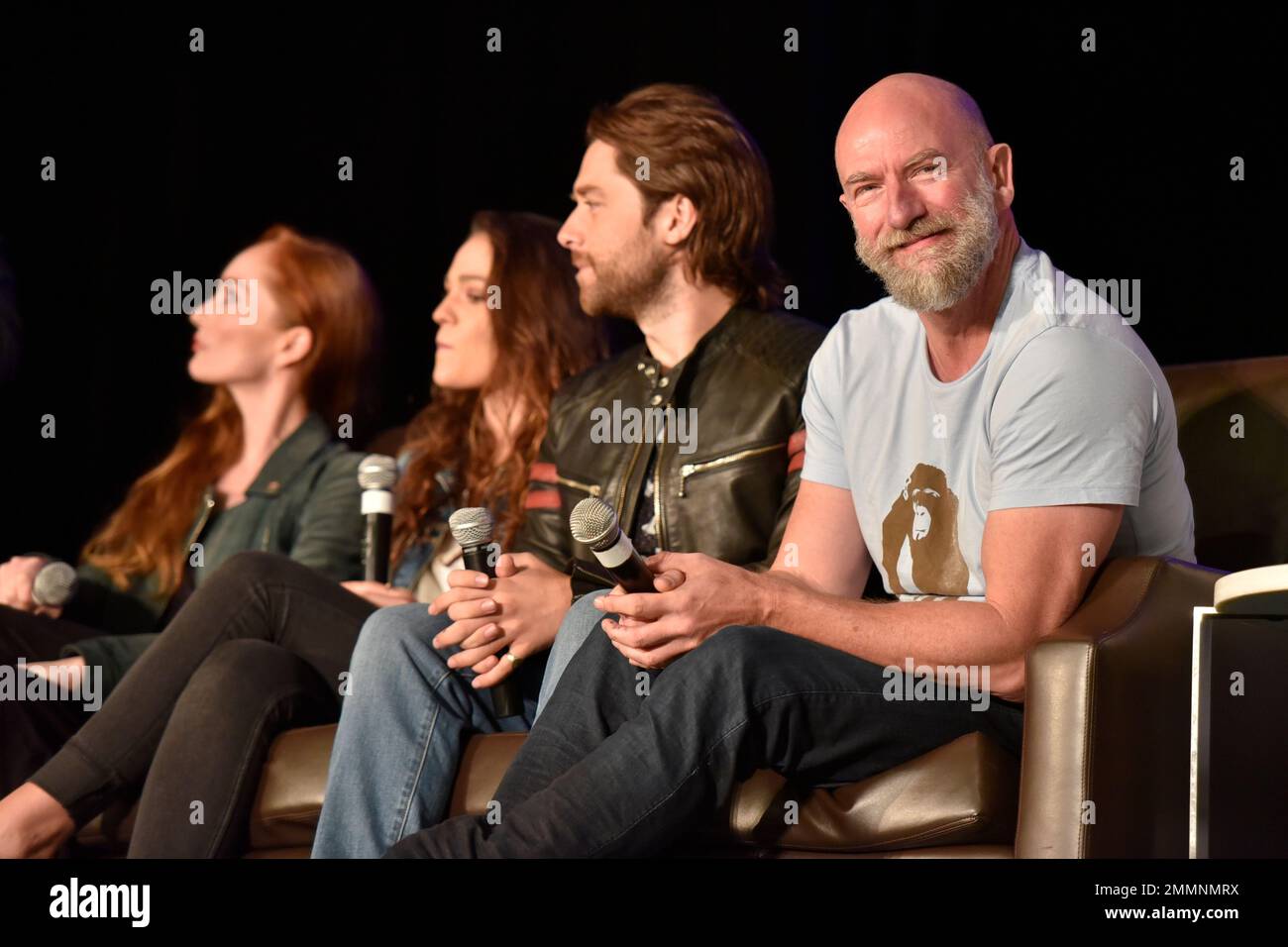 Lotte Verbeek, (from left) Sophie Skelton, Richard Rankin, and Graham ...