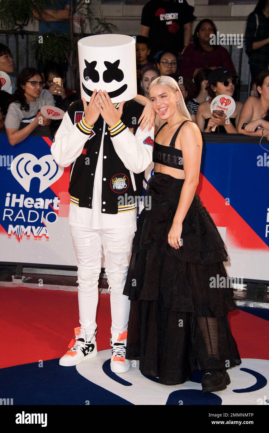 Marshmello, left, and Anne-Marie arrive at the iHeartRadio MuchMusic ...