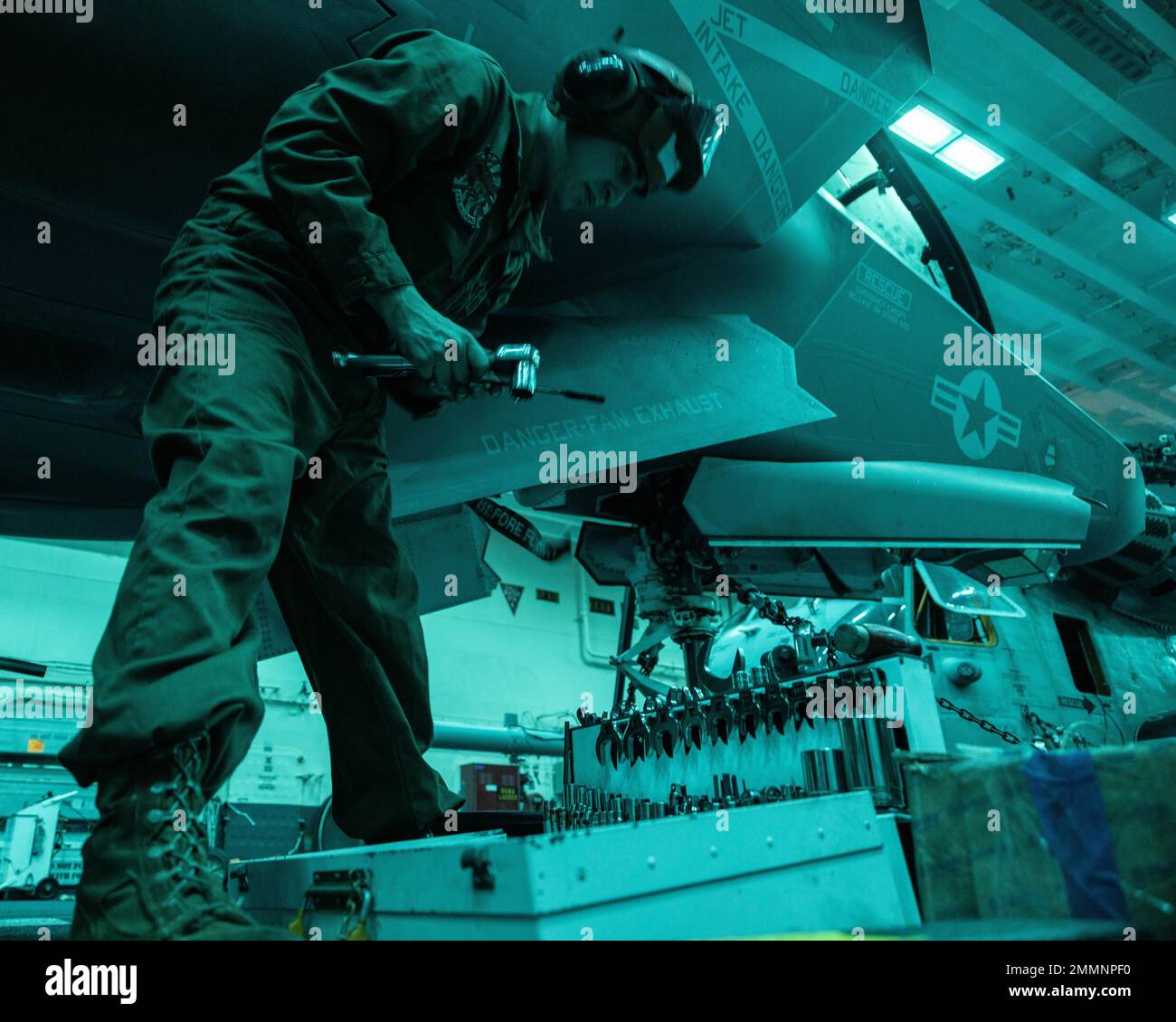 U.S. Marine Corps Sgt. Joaquin Aldape, an F-35B power line mechanic ...