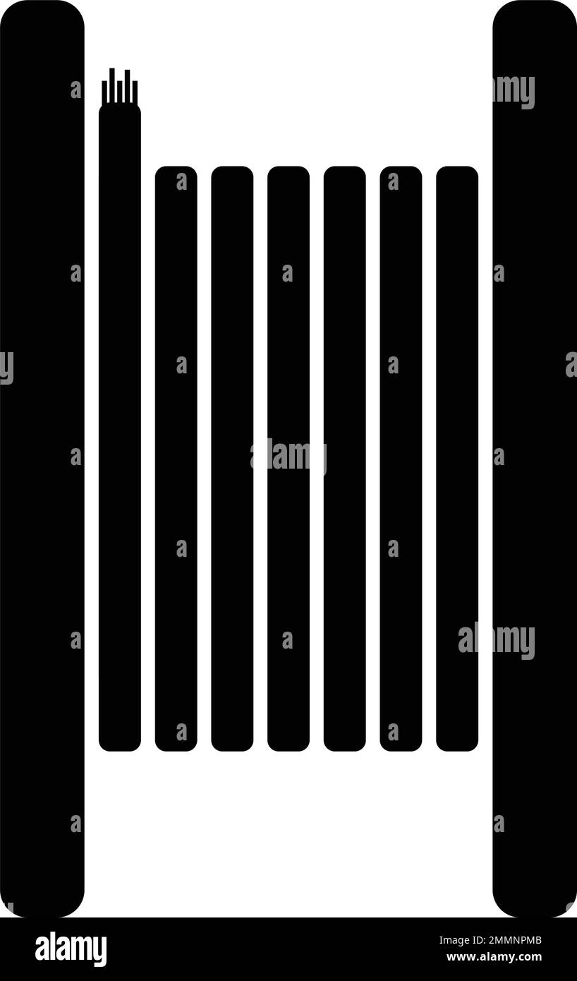 Optical fiber flat line vector icons. Network connection, computer wire ...