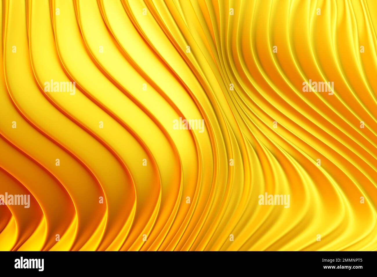 3d illustration of yellow glowing color lines. Technology geometry ...