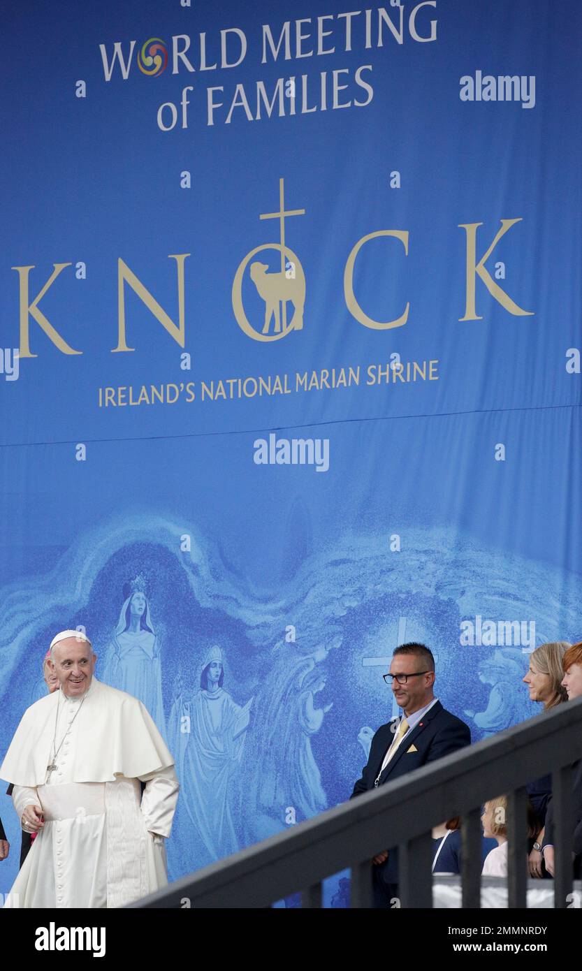 Pope Francis arrives at the Knock Shrine, in Knock, Ireland, Sunday ...