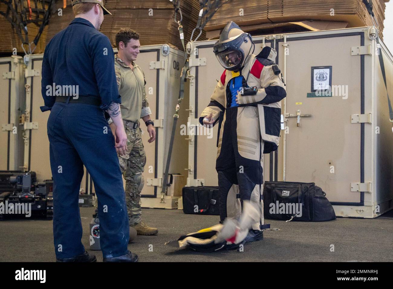 Aviation Boatswain's Mate (Handling) Airman Joseph Overmann, right ...