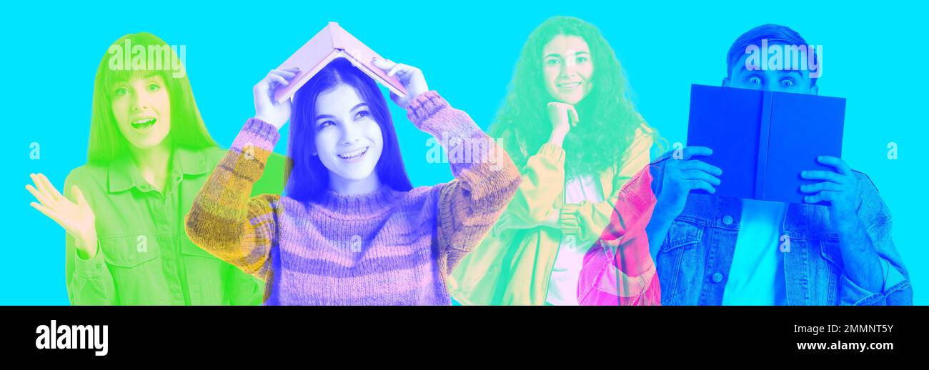 Collage students on color hi-res stock photography and images - Alamy