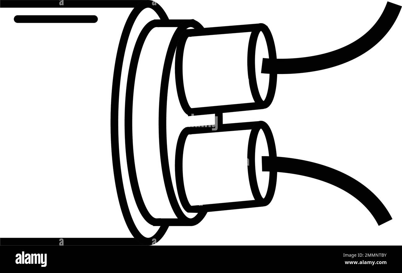 Optical fiber flat line vector icons. Network connection, computer wire ...