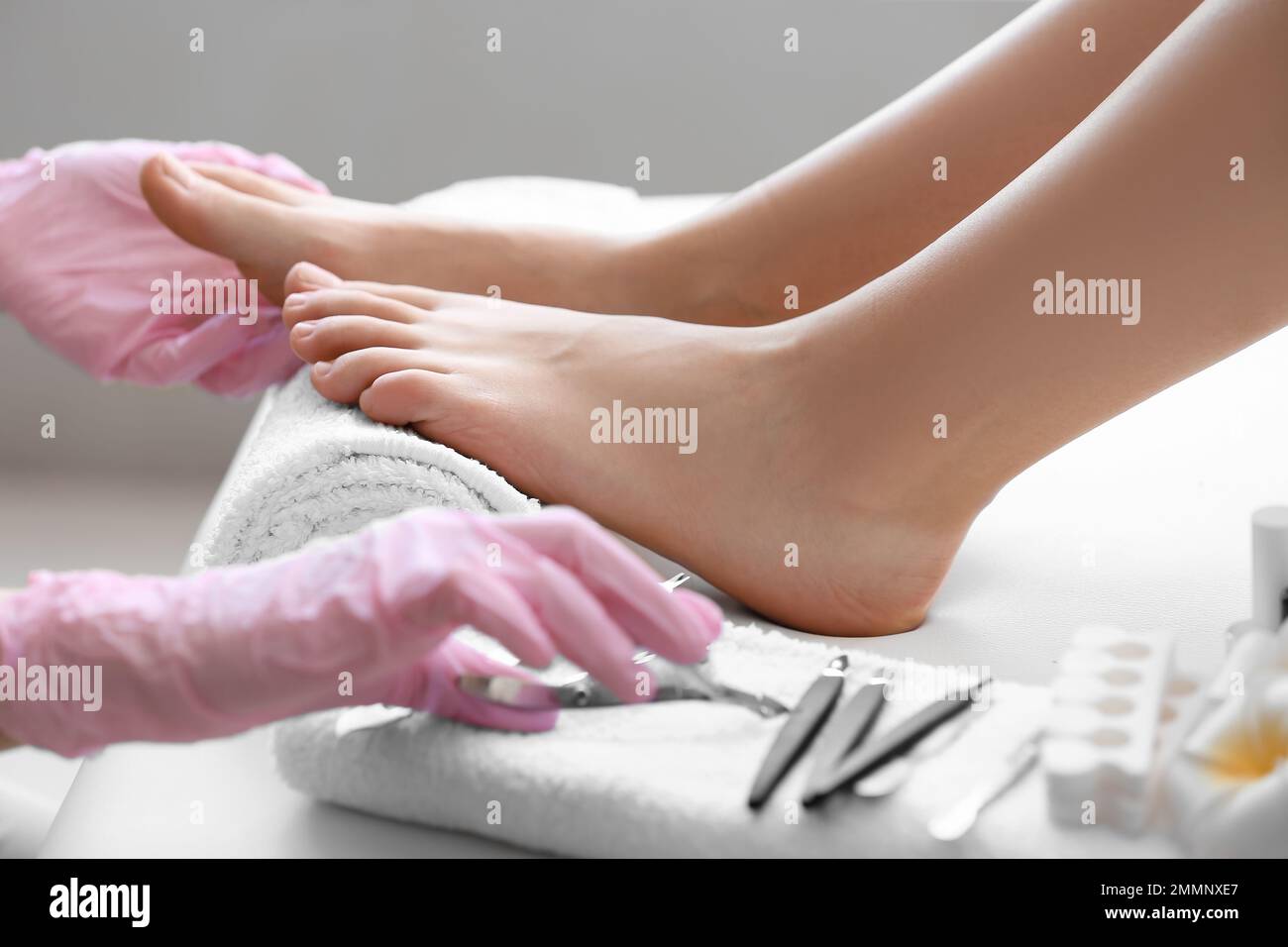 Young woman getting pedicure in beauty salon, closeup Stock Photo - Alamy