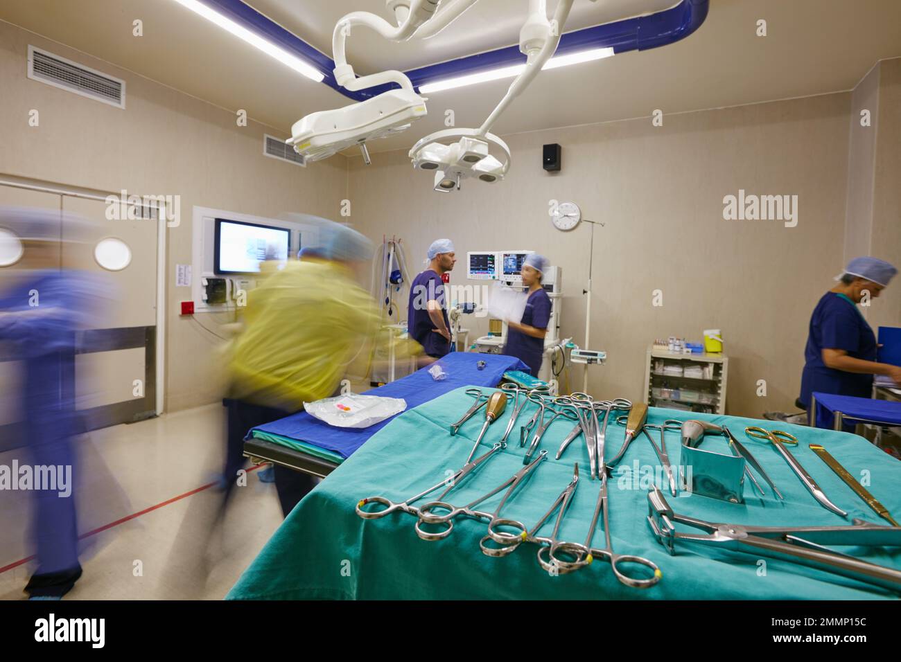 The operating room is all set for a successful surgery. a team of ...