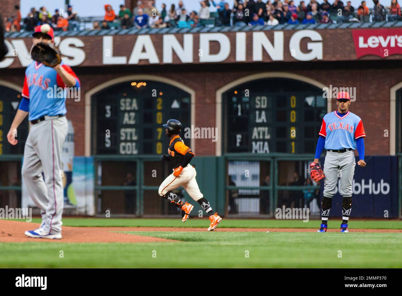 San Francisco Giants' Andrew McCutchen runs the bases after hitting a ...