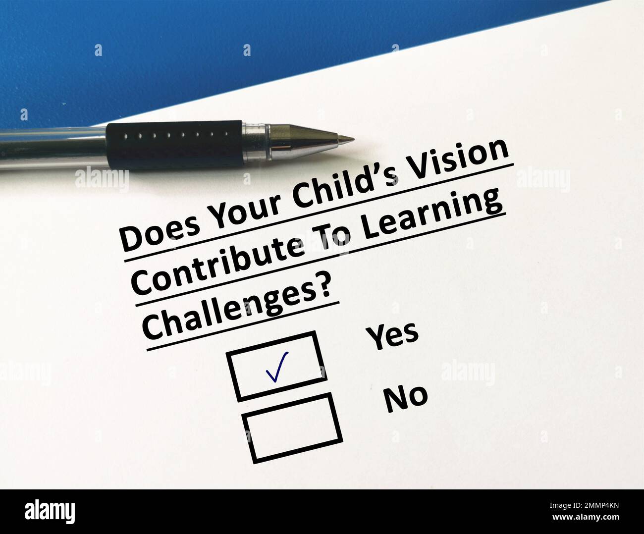 A person is answering question about eyes. His child's vision ...