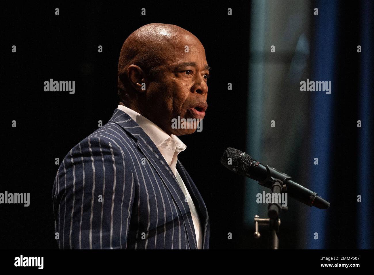 Mayor Eric Adams speaks during House Democratic Leader Hakeem Jeffries ...