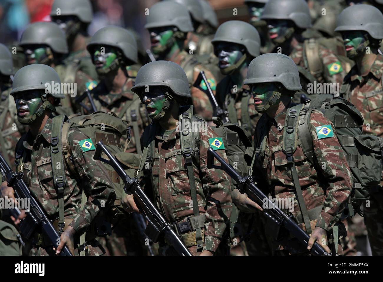 Guard Battalion soldiers sing Brazilian national anthem during Soldier ...