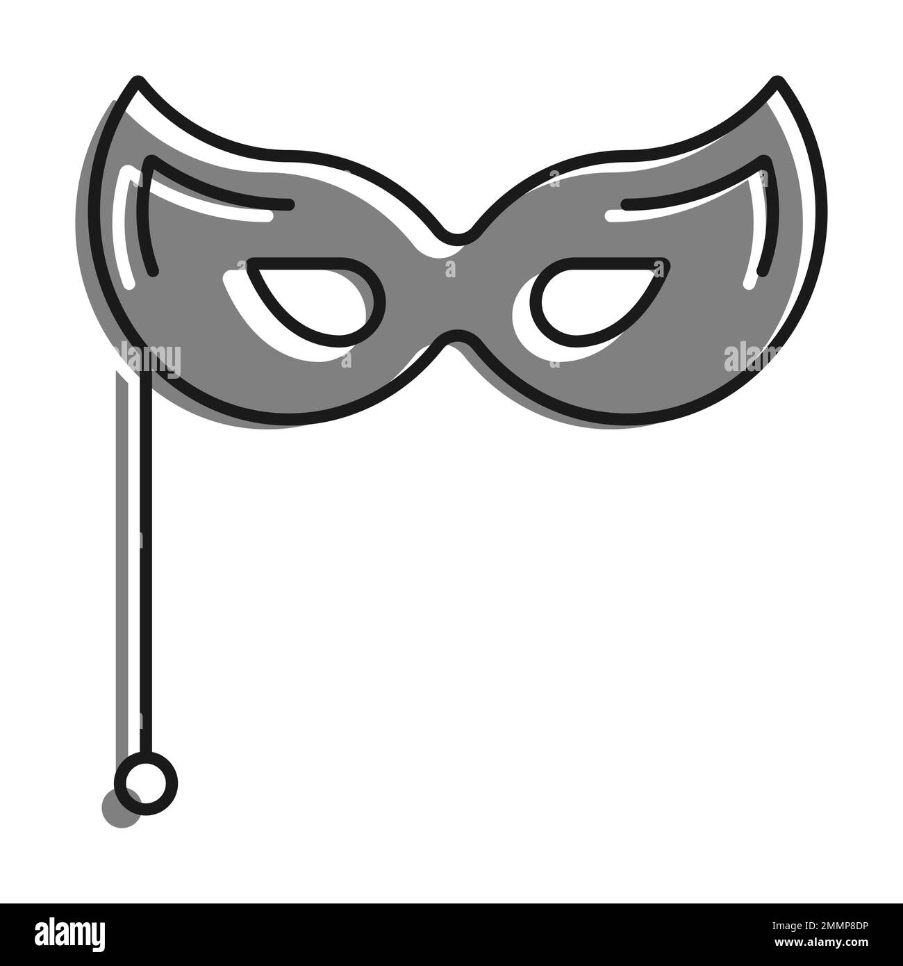 Linear filled with gray color icon. Theatrical Female Mask. Venetian ...