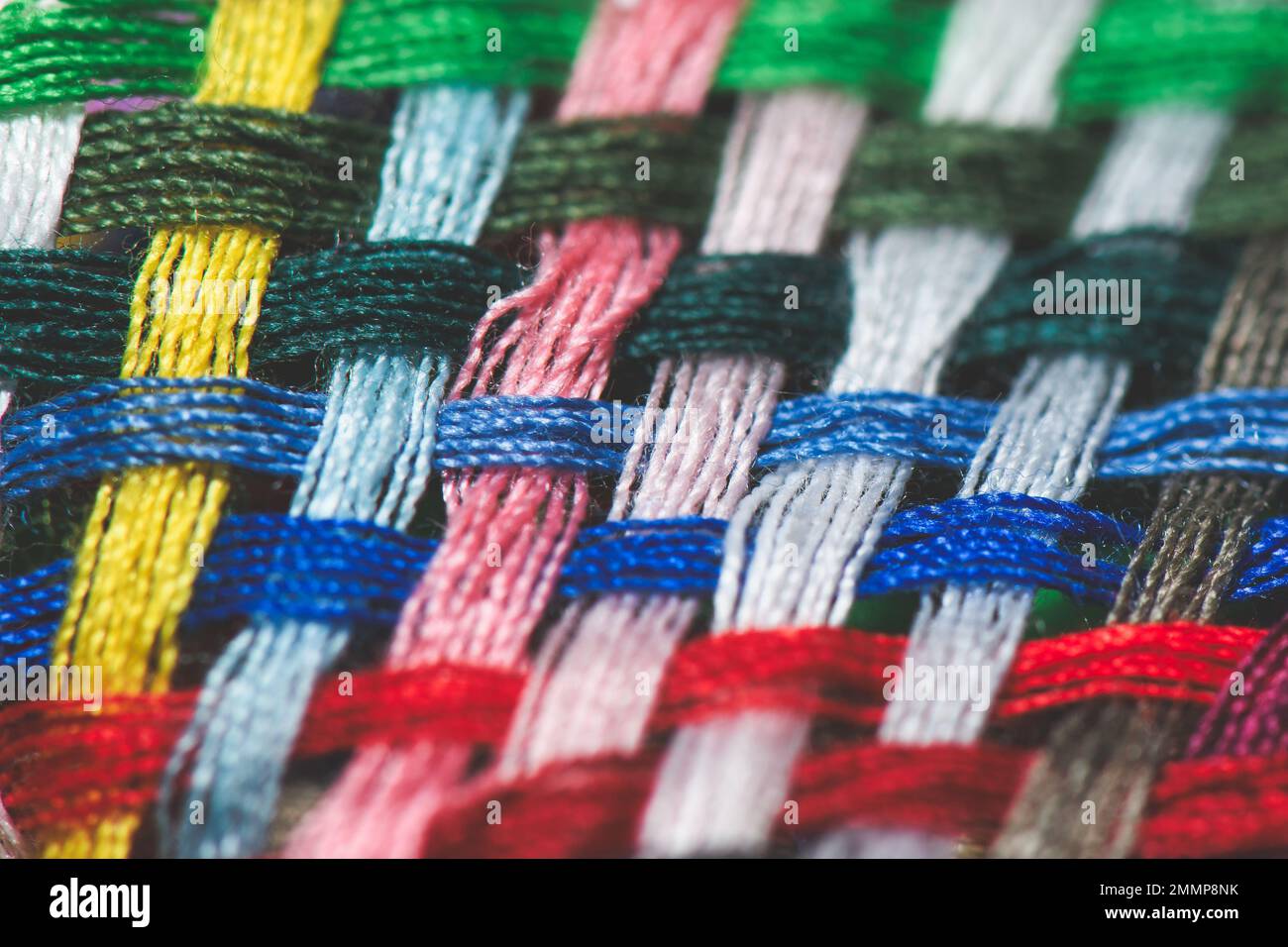 Detail of braid of colored sewing threads Stock Photo - Alamy