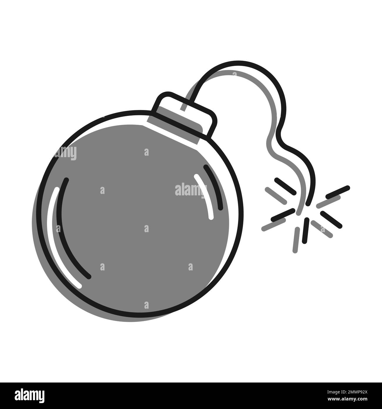 Linear filled with gray color icon. Metallic Round Bomb With Wick ...