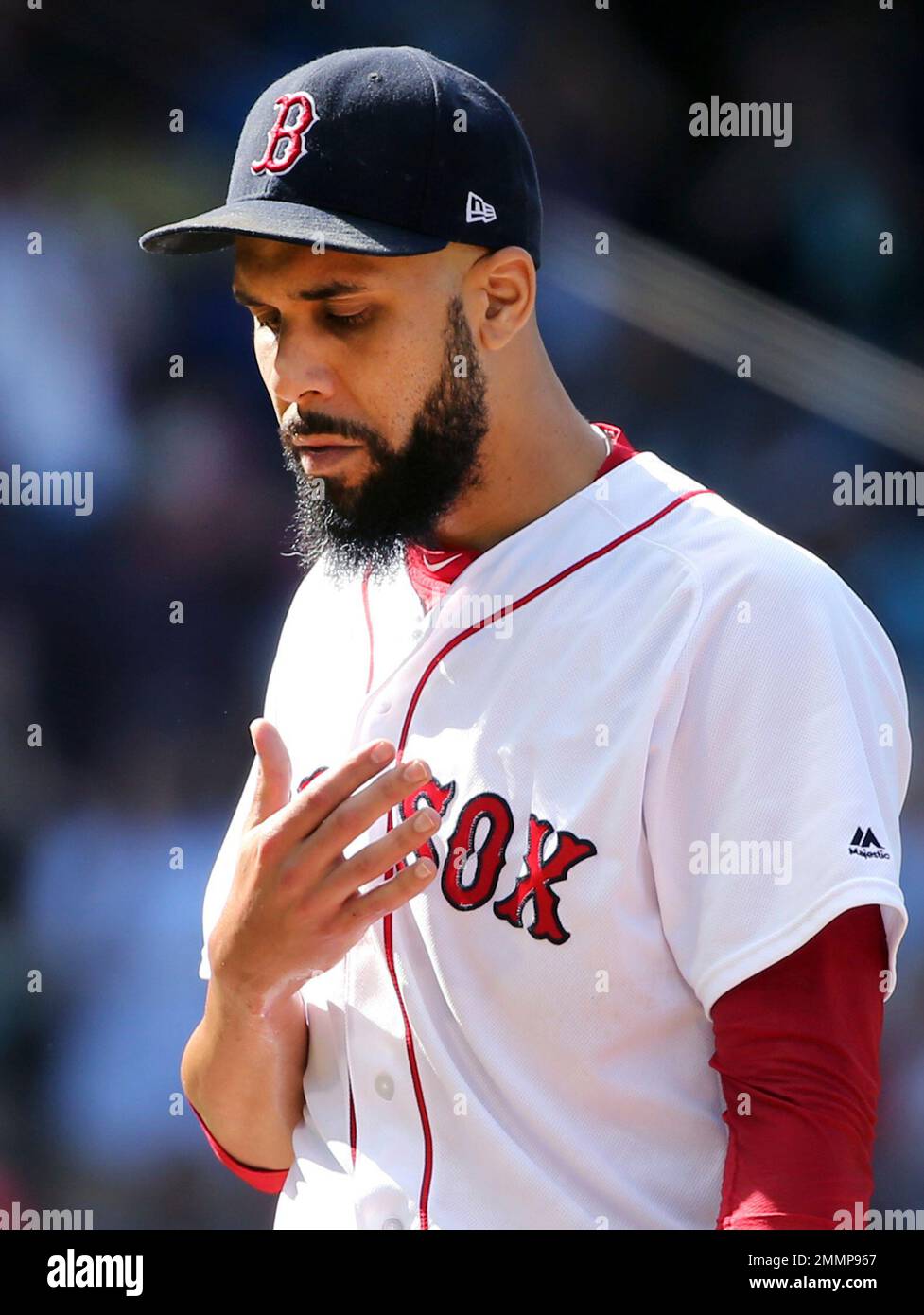 Boston Red Sox starting pitcher David Price pats his chest after ...