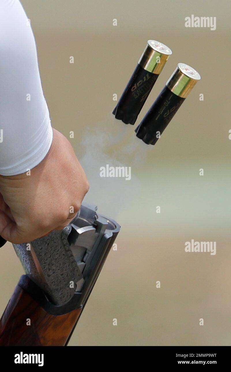 South Korea's Lee Bona ejects empty cartridges during the women's ...