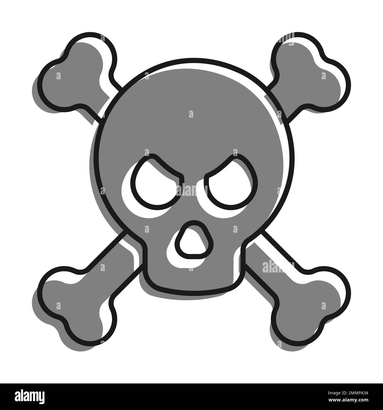 Linear filled with gray color icon. Skull With Crossbones, Symbol Of ...