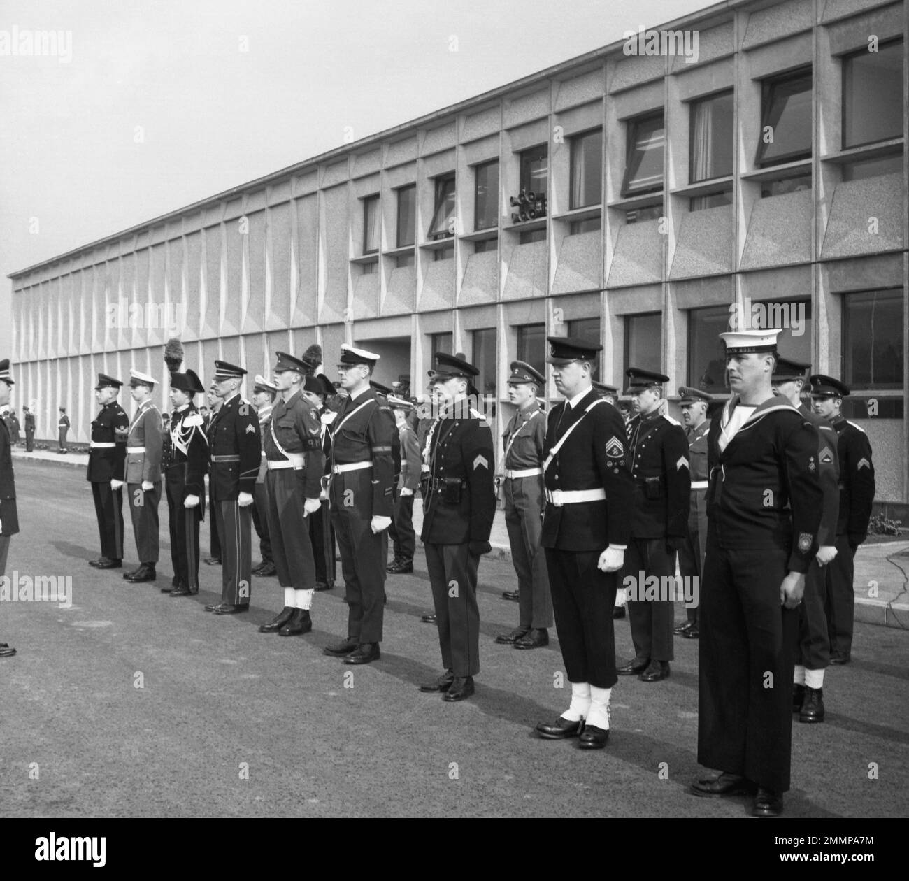 Soldiers of all the NATO nations line up outside the new SHAPE ...
