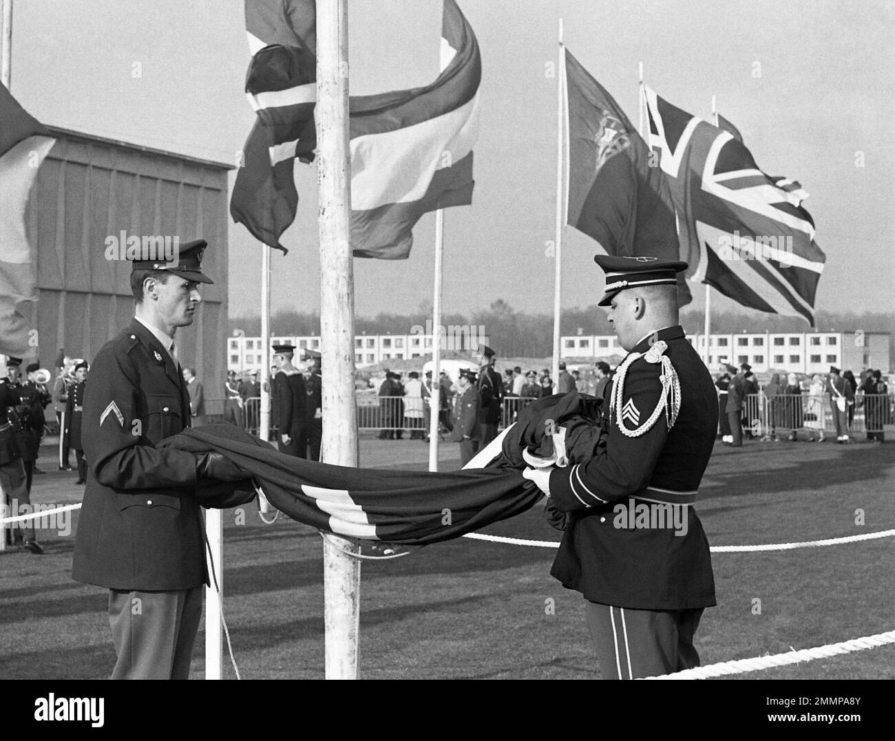 On the afternoon of March 31, 1967, flags of the NATO countries were ...