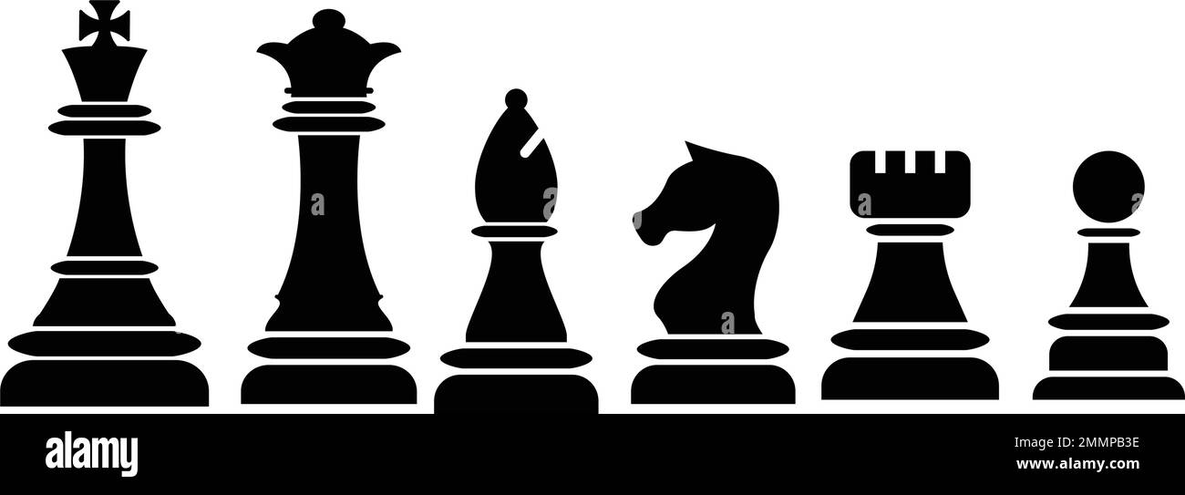 set chess icons vektor king quin rook bishop knight and pawn Stock ...