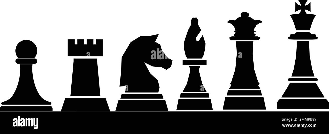 set chess icons vektor king quin rook bishop knight and pawn Stock ...
