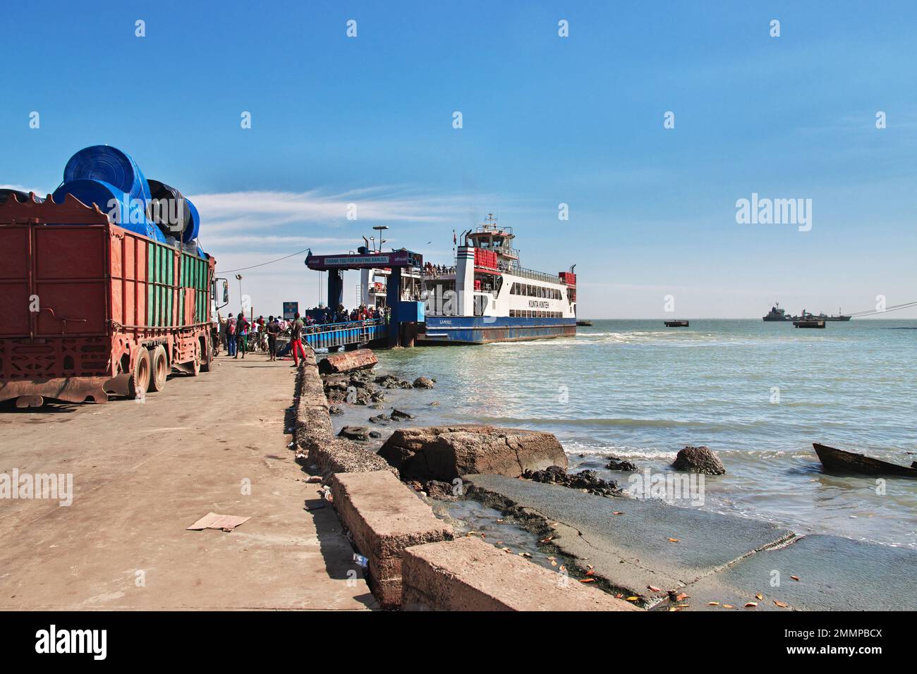 Ferry in the port of Banjul, Gambia, West Africa Stock Photo - Alamy