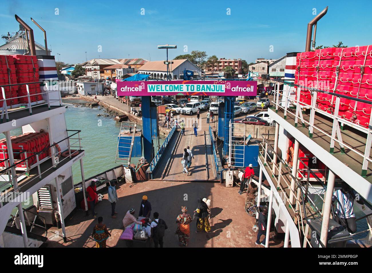 Ferry in the port of Banjul, Gambia, West Africa Stock Photo - Alamy
