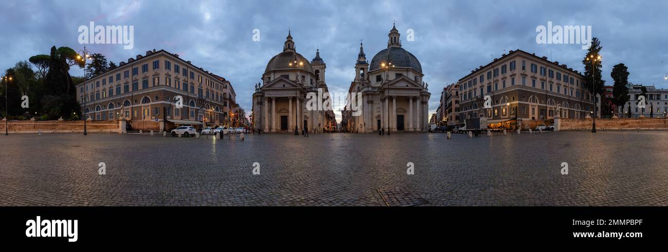 Landmark Square, Piazza del Popolo, in Downtown Rome, Italy Stock Photo ...