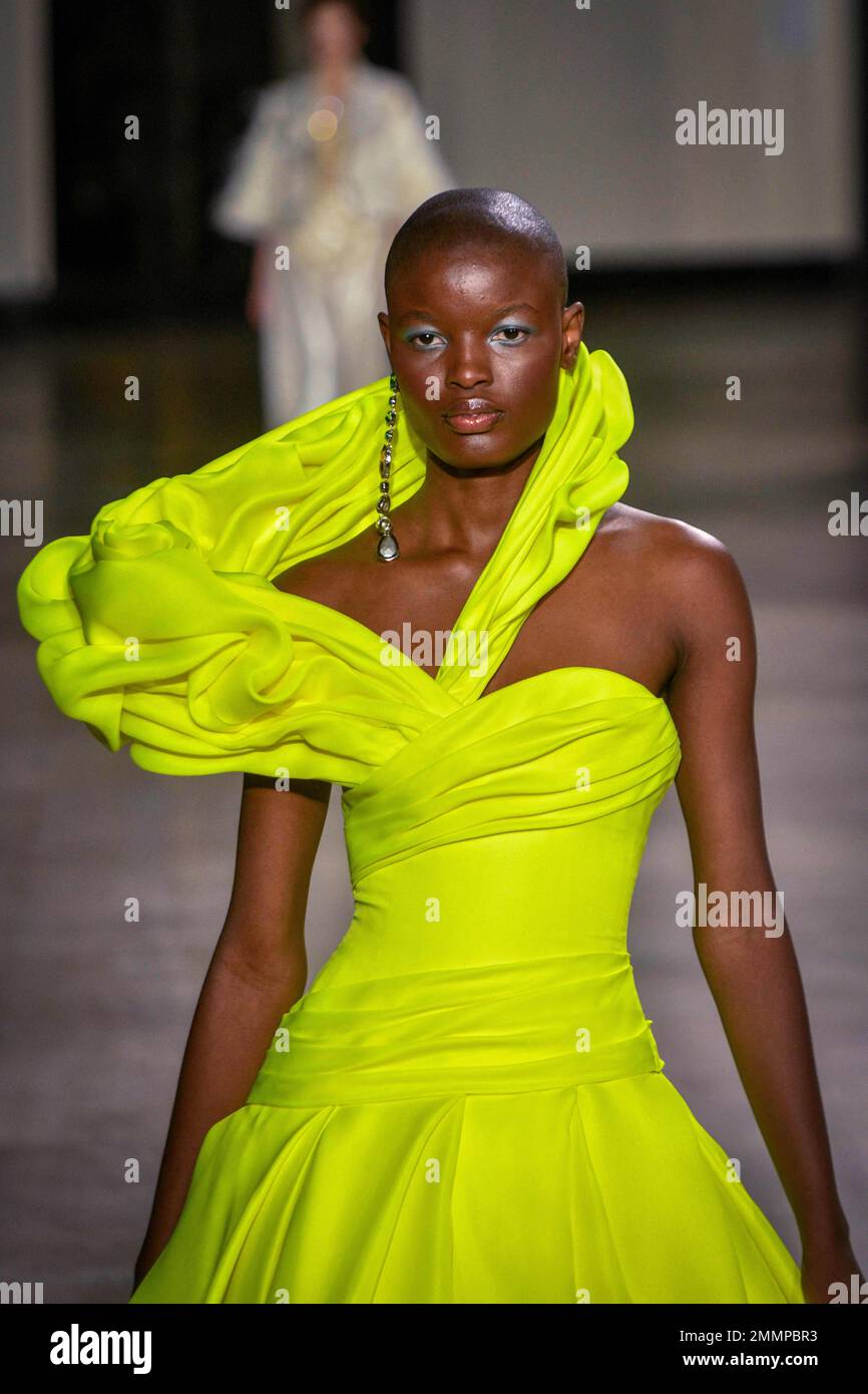 A model walks the runway during the Georges Chakra Haute Couture Spring ...
