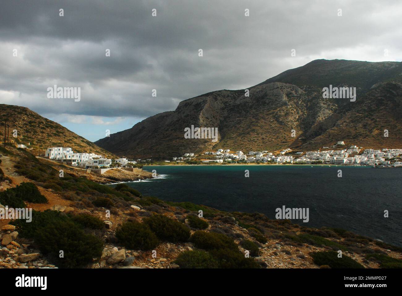 Sifnos Island and the Small Port Town of Kamares- Greece Stock Photo ...