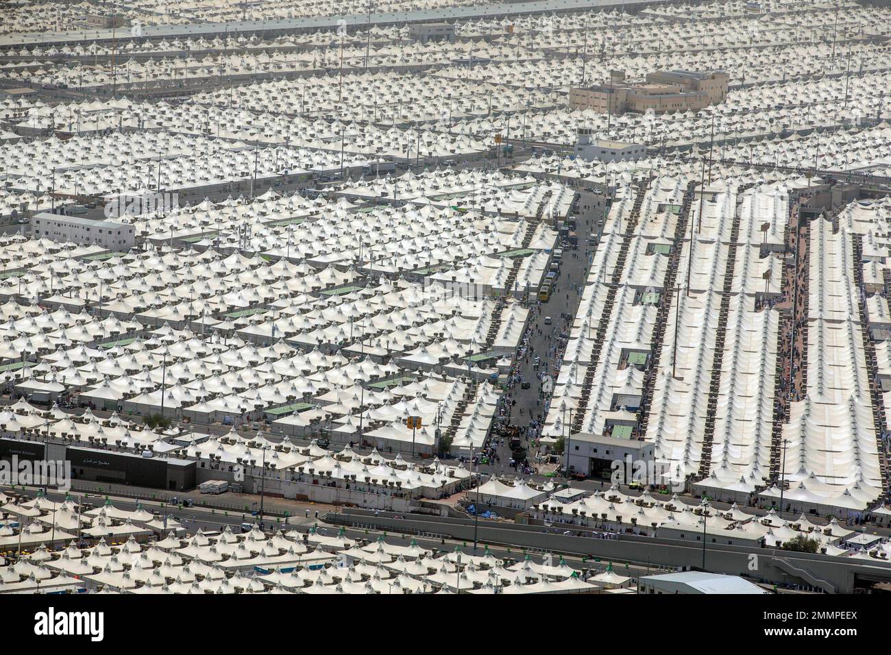 An aerial view of Mina where the Muslim pilgrims cast stones at three ...