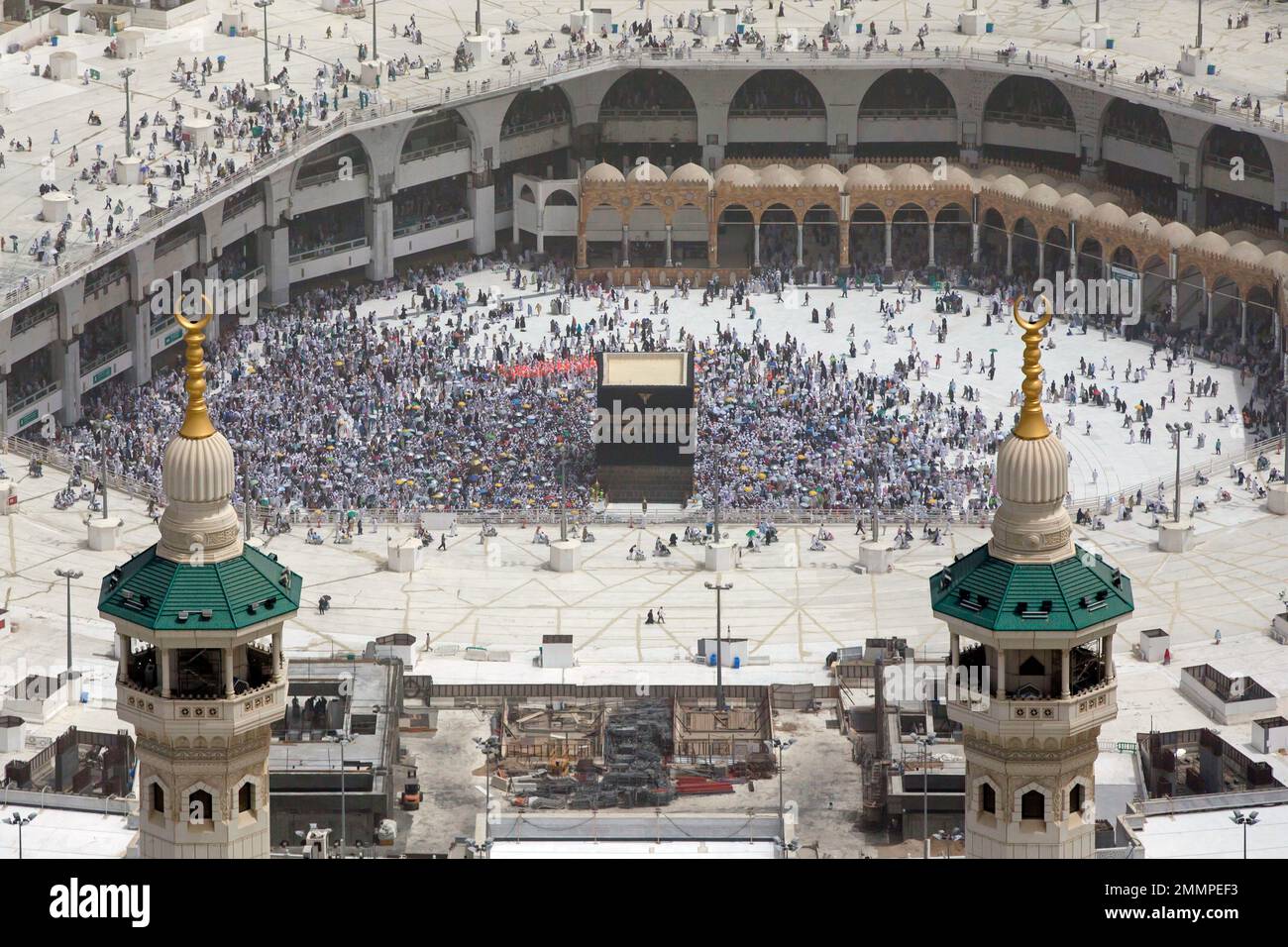 An aerial view shows the Grand Mosque as Muslim pilgrims circumambulate ...