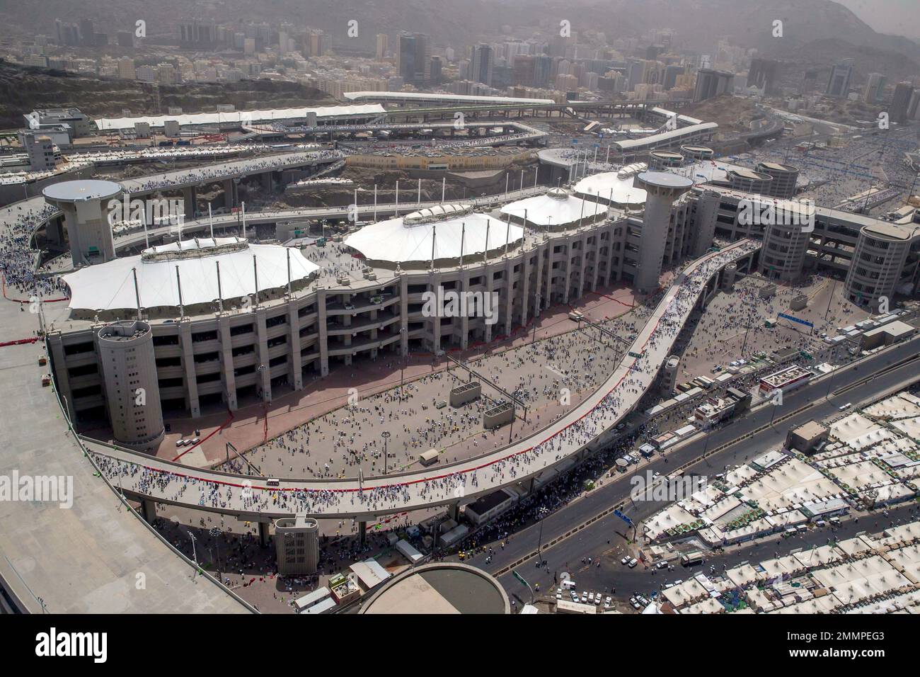 An aerial view shows Mina where Muslim pilgrims on the hajj cast stones ...