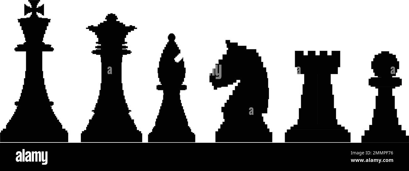 set chess icons vektor king quin rook bishop knight and pawn Stock ...