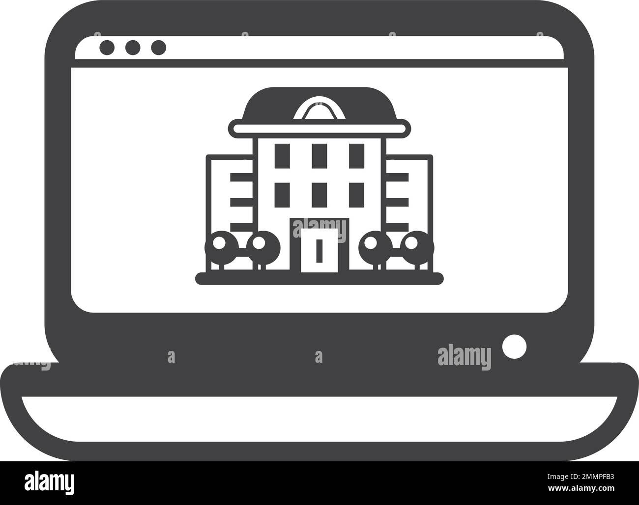 house building and laptop illustration in minimal style isolated on ...