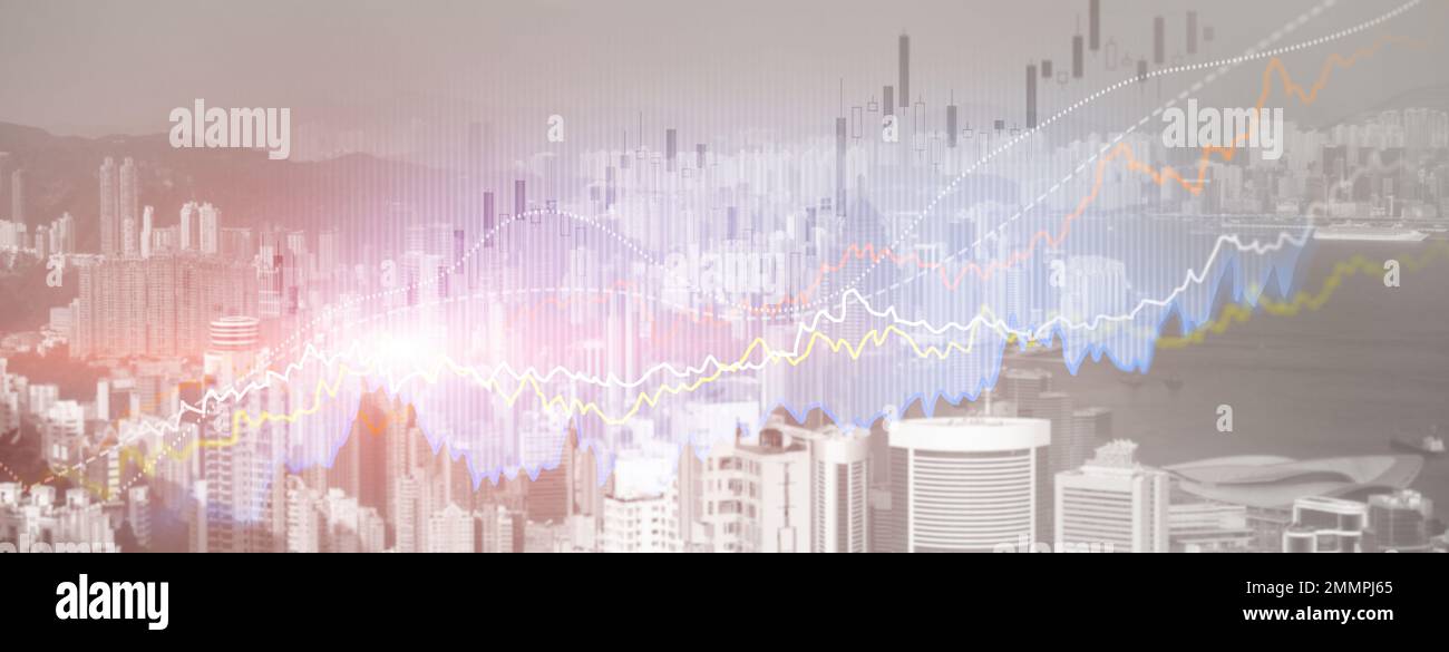 Smart city and stats concept with growing digital graphs and diagram on ...
