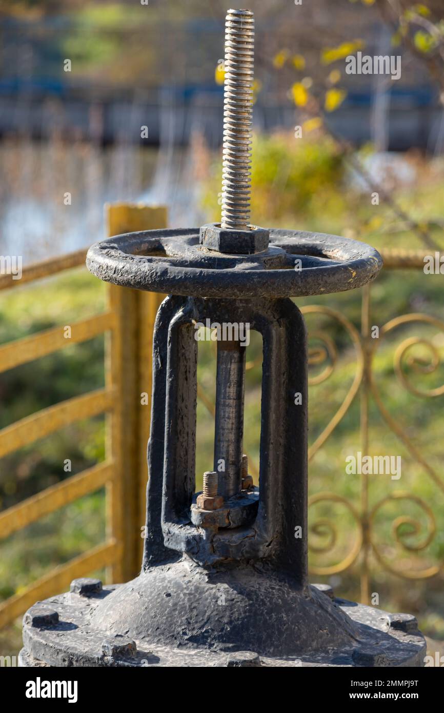 Manual valve to control the flow of gas in the process Stock Photo - Alamy