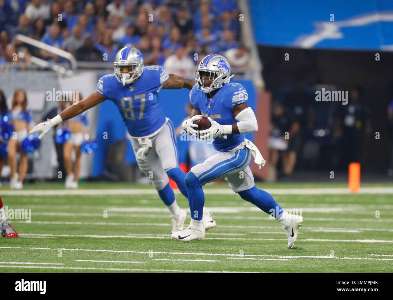 Detroit Lions running back Theo Riddick (25) runs against the New York ...