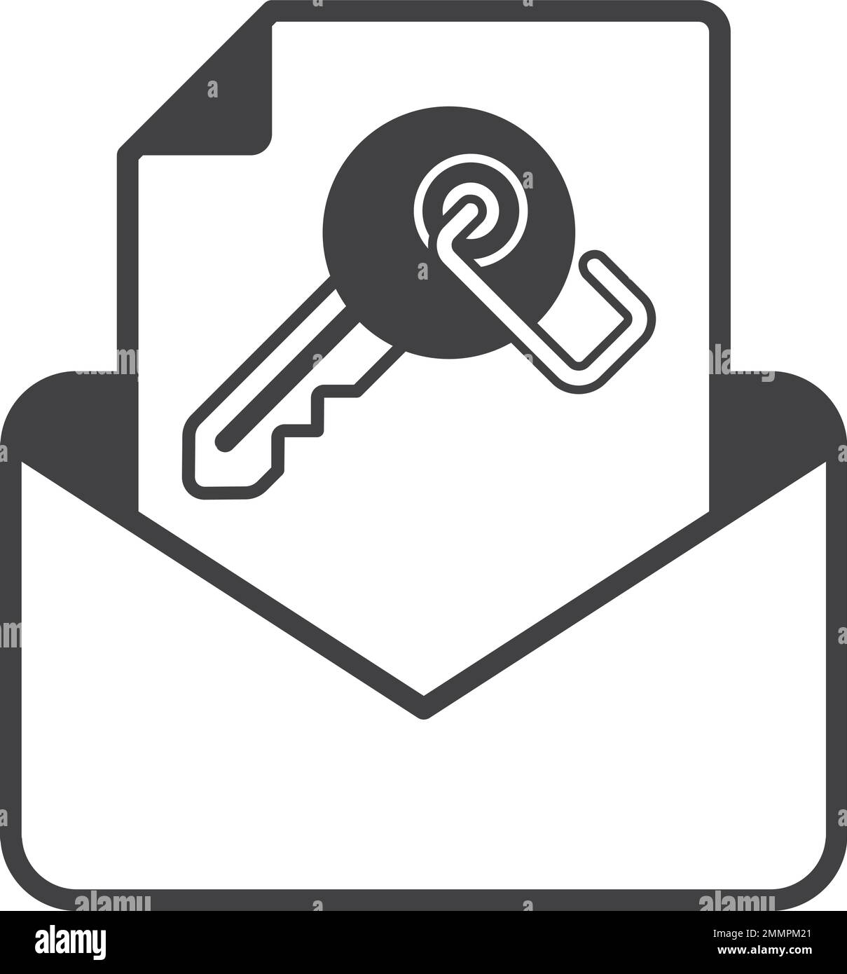 envelope and key illustration in minimal style isolated on background ...
