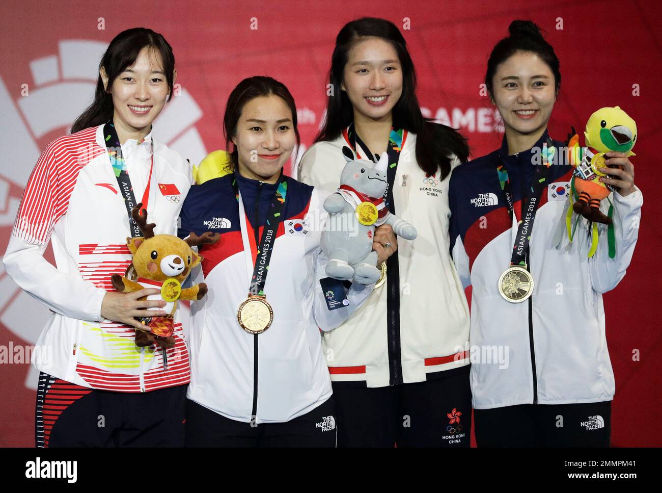 From left, silver medalist China's Sun Yiwen, gold medalist South Korea ...