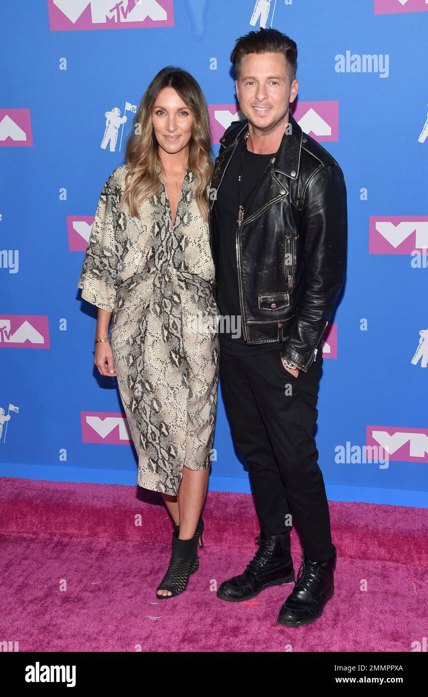 Genevieve Tedder, left, and Ryan Tedder arrive at the MTV Video Music ...