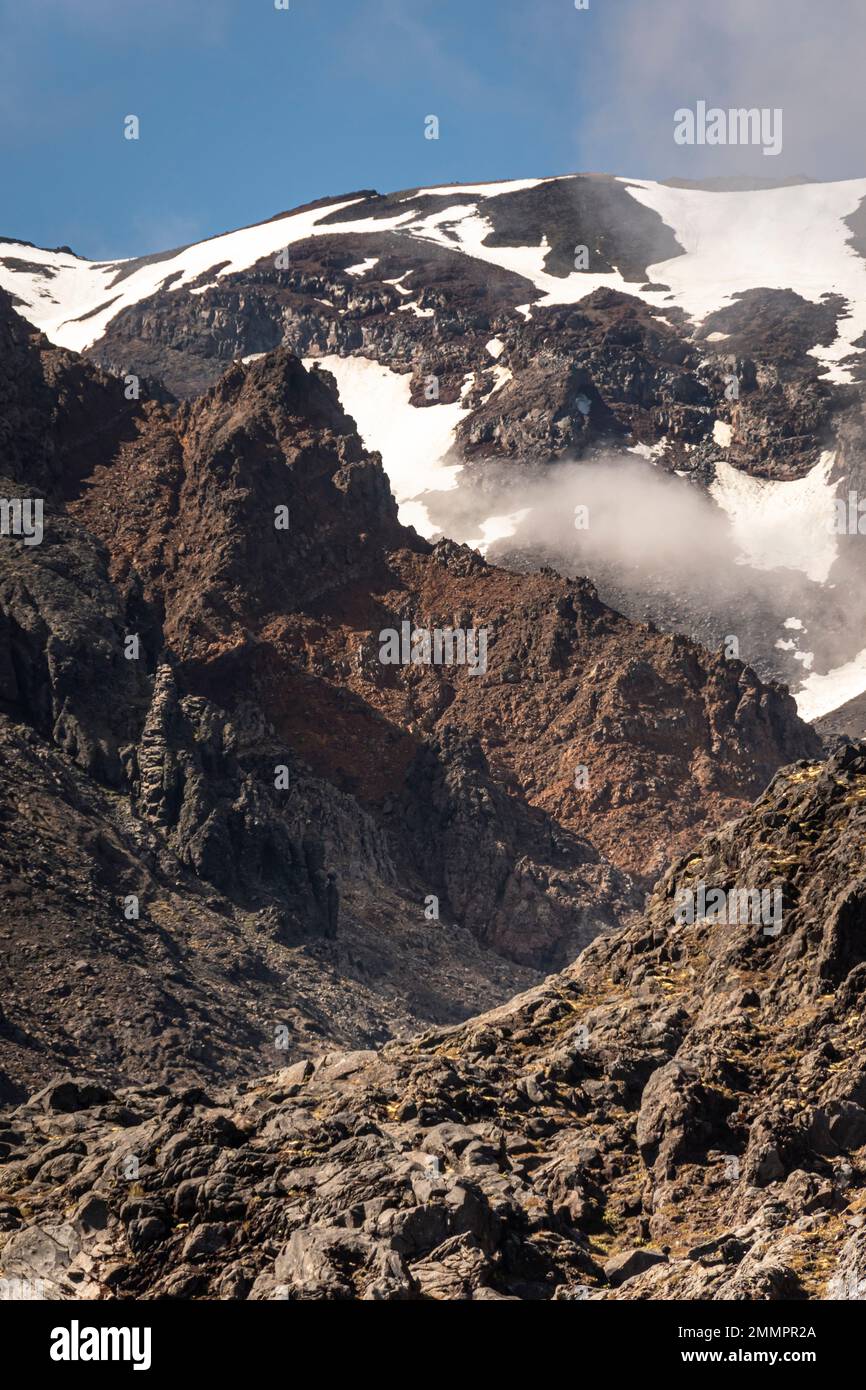 Volcanic landscape, Mount Ruapehu, Tongariro National Park, North ...