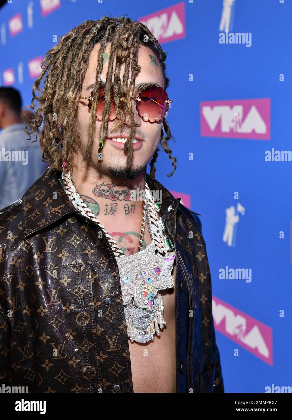 Lil Pump arrives at the MTV Video Music Awards at Radio City Music Hall ...