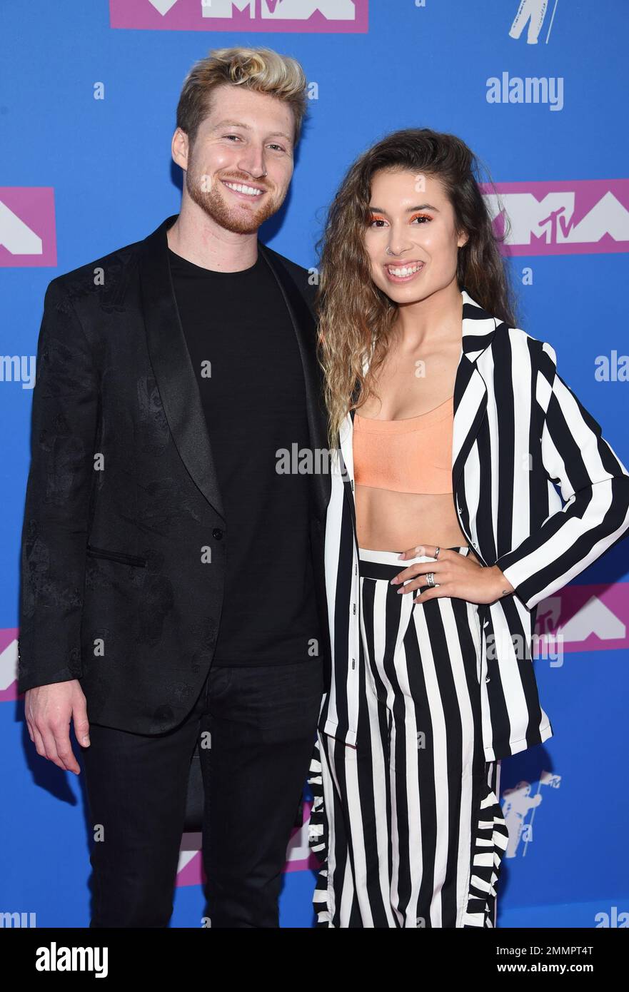 Scotty Sire, left, and Kristen McAtee arrive at the MTV Video Music ...