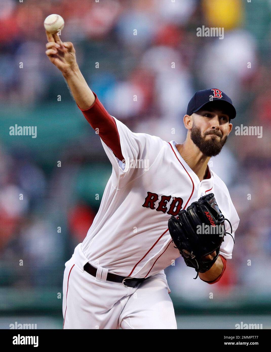 Boston Red Sox starting pitcher Rick Porcello delivers during the first ...