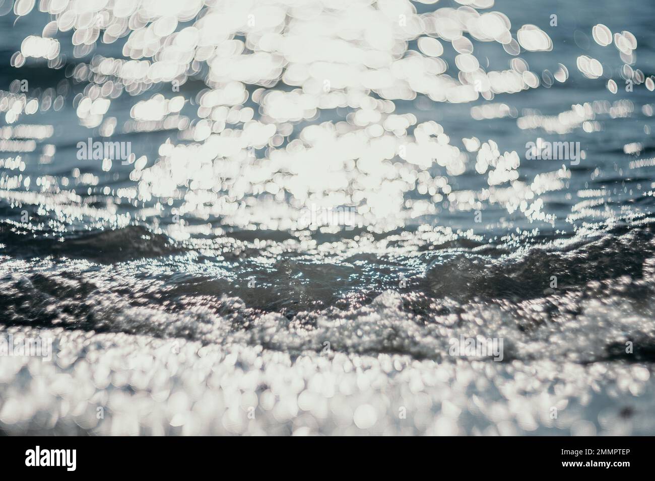 Abstract sea summer ocean sunset nature background. Small waves on ...